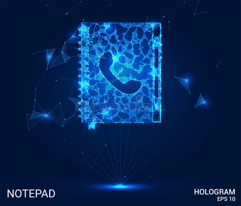 Hologram Notepad. Telephone Directory of Polygons, Triangles of Points ...