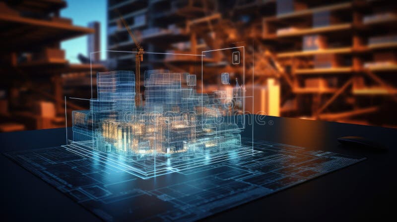 Hologram and Projection of the Building or Factory. Design Project ...