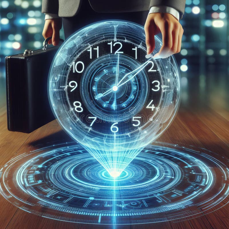 Hologram Projection Clock Futuristic Holographic Projection of a Stock ...