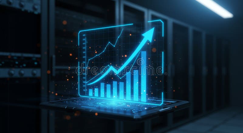 Hologram Rising Arrow Graph Symbolizing Growth Success Technology ...