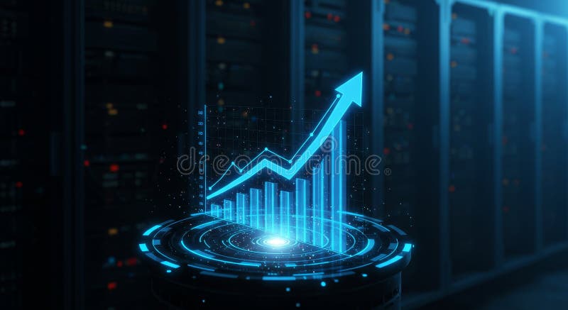 Hologram Rising Arrow Graph Symbolizing Growth Technology Progress ...