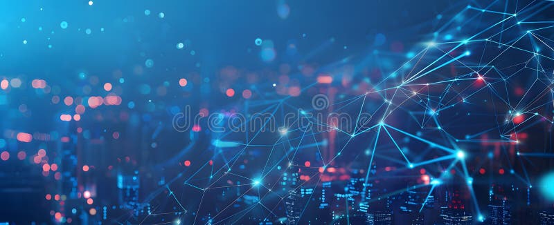 Hologram of Smart City Network with Blue Gradient Background - AI ...