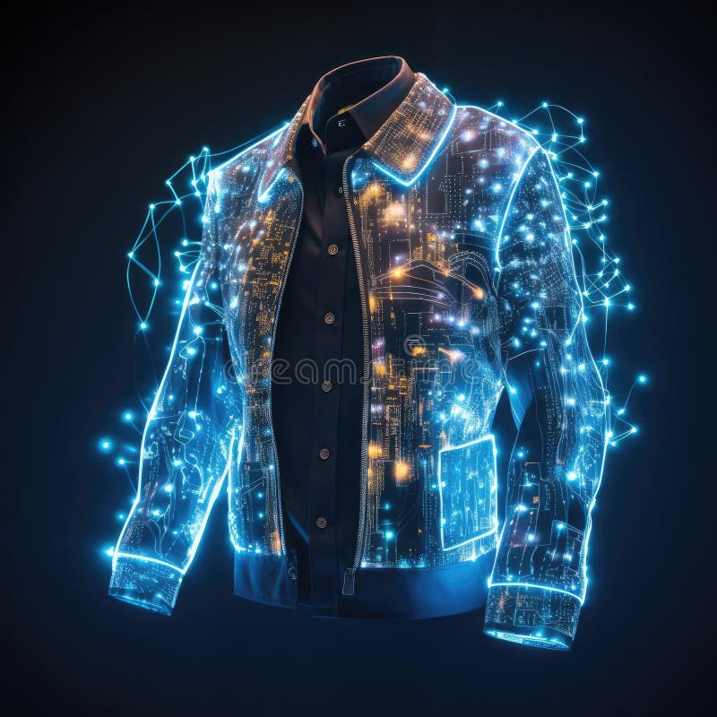 Hologram of smart clothes stock illustration. Illustration of woman ...