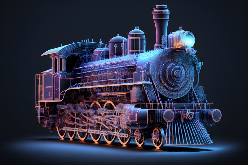 Hologram Steam Locomotive Created with Generative AI Technology Stock ...