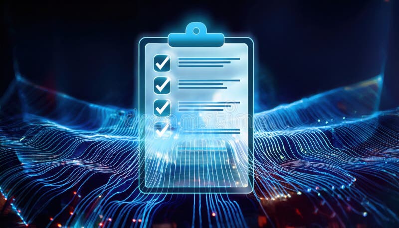 Hologram Style Privacy Checklist Document with Confirmation Icons ...