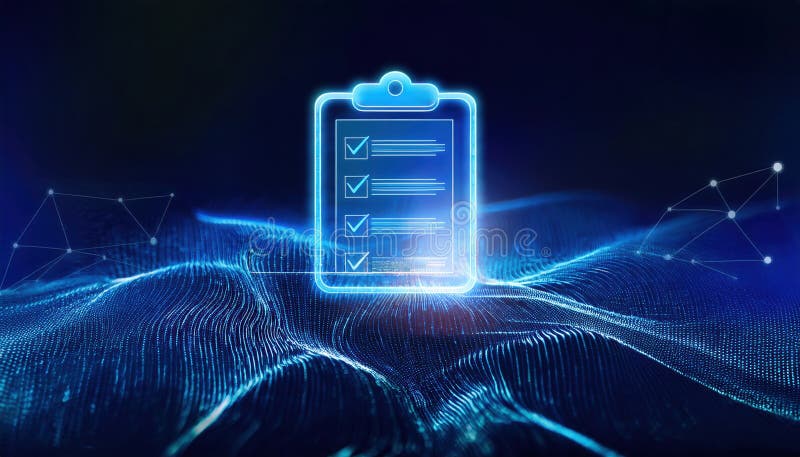 Hologram Style Privacy Checklist Document Featuring Confirmation Icons ...