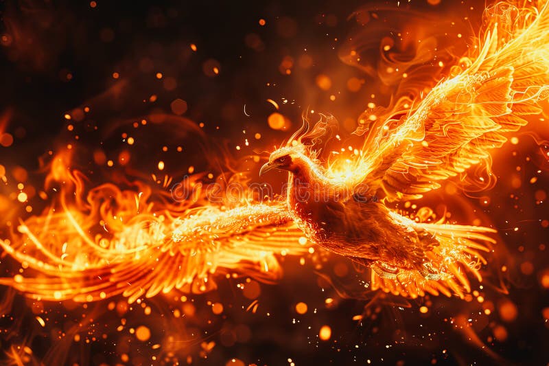 Hologram of a Transparent Mythical Phoenix Glowing with Ethereal ...