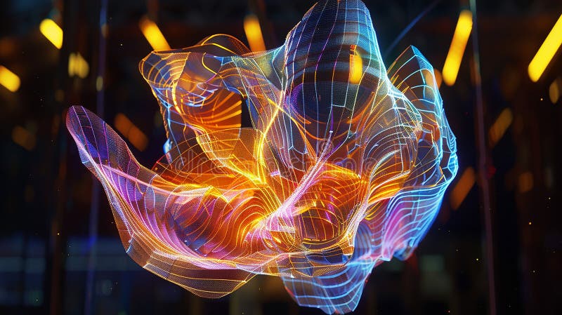 Holographic Abstract: Vibrant 3D Shape in Dynamic Contrast on a Dark ...
