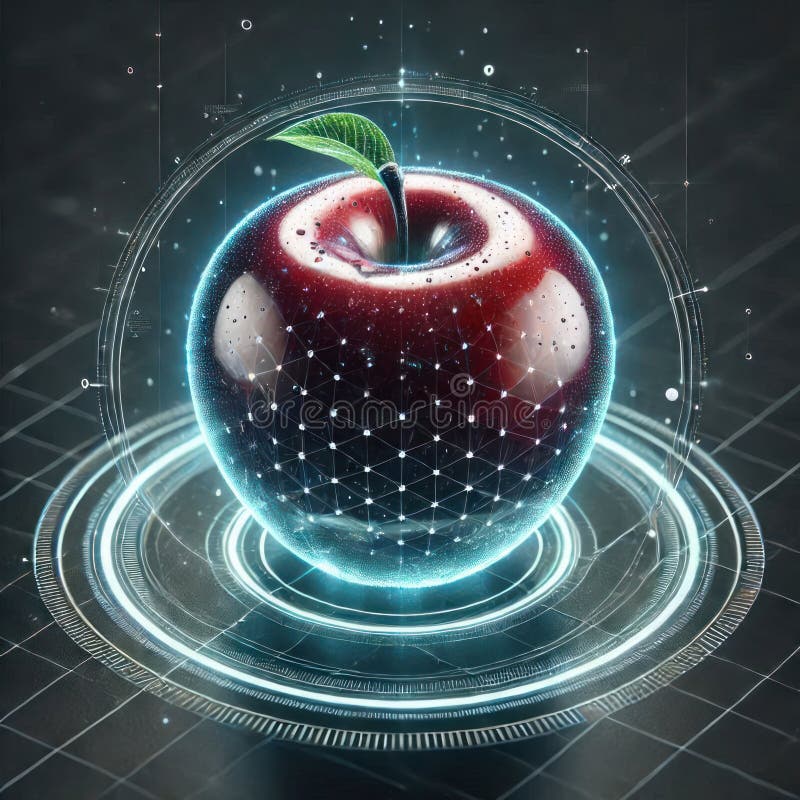 Holographic Apple with Digital Elements. Stock Photo - Image of ...