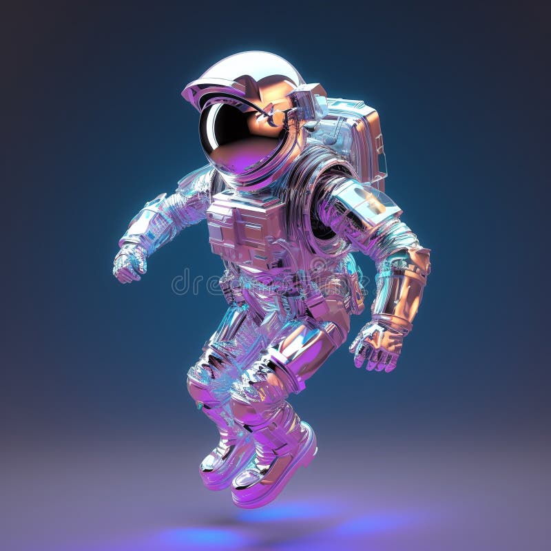 Holographic Astronaut Rendered in 3D Against a Vibrant Gradient ...