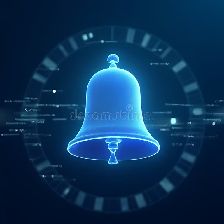 A Holographic Blue Bell Rings within a Digital Interface with Clock ...