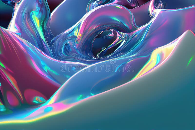 Holographic Blue Wave Graphic Illustration with Color Gradient Stock ...
