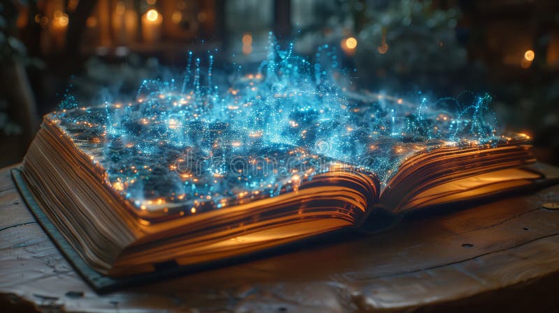 Holographic Book with Animated Stories Stock Image - Image of ancient ...