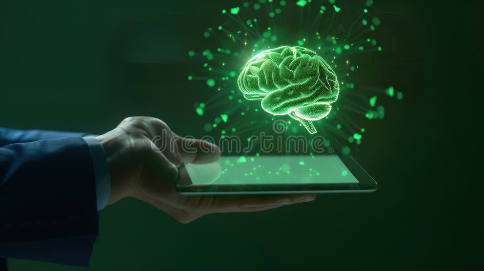 The Holographic Brain Projection.AI Generated Image Stock Image - Image ...
