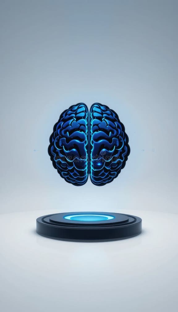 A Holographic Brain Surrounded by Glowing Lines and Dots Symbolizes the ...
