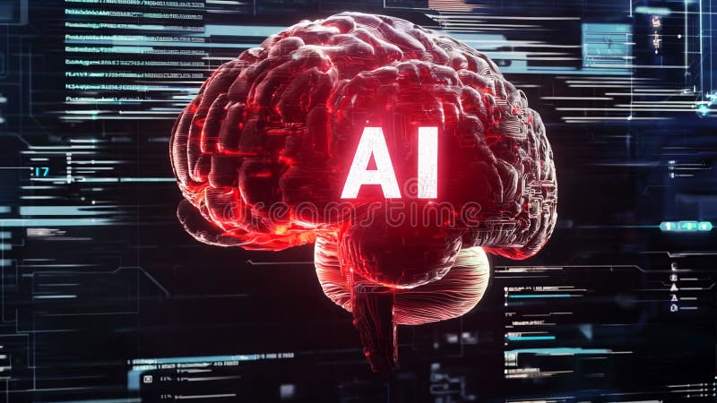 A Holographic Brain with the Text AI Floating Above it, Set Against a ...