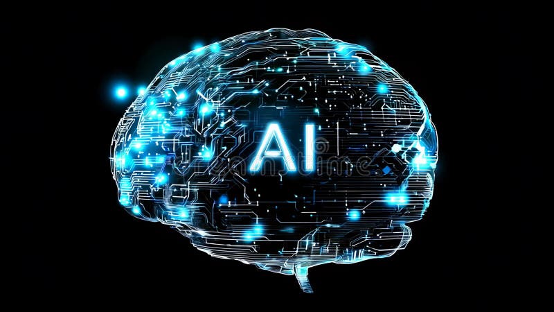 A Holographic Brain with the Text AI Floating Above it, Set Against a ...