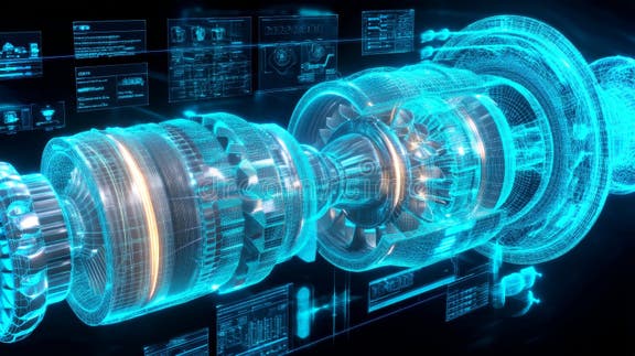 Holographic Breakdown of Advanced Ship Propulsion System Showcasing ...