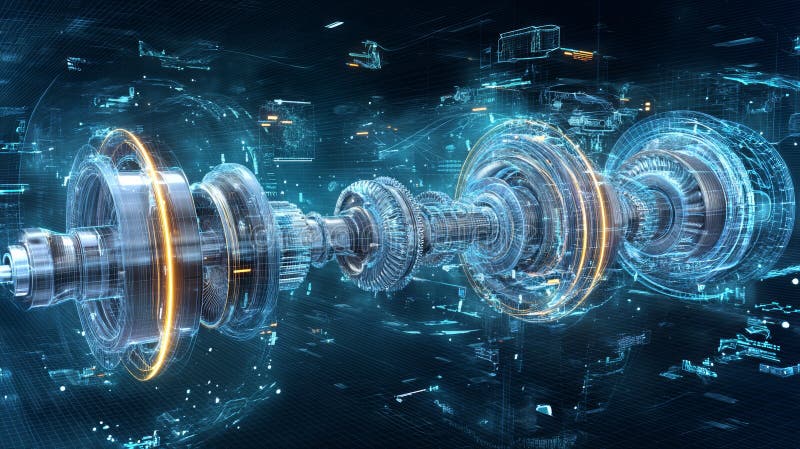 Holographic Breakdown of Ship Propulsion System Showcasing Advanced ...