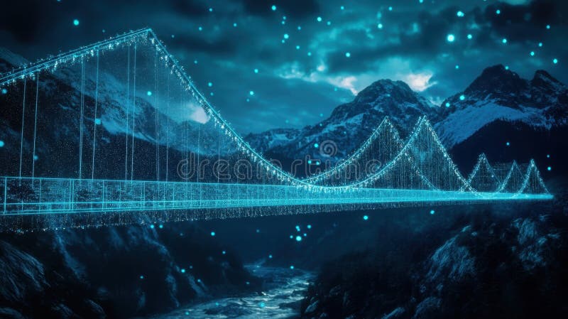 A Holographic Bridge Spanning Two Mountains Symbolizing Education As a ...