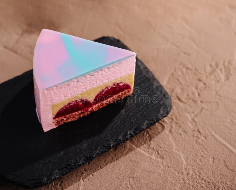 Holographic Cake Slice on Top View Stock Image - Image of confectionery ...