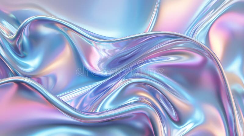 Holographic Chrome Gradient Waves Abstract Background Generative AI ...