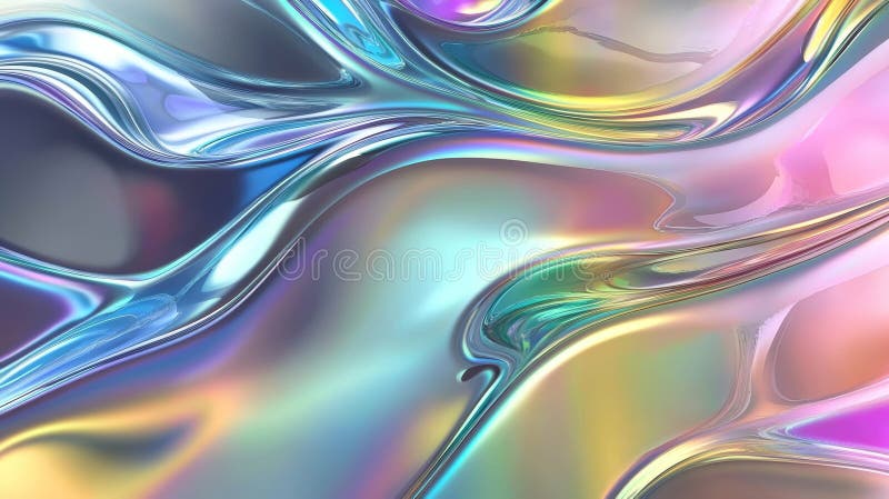Holographic Chrome Gradient Waves Abstract Background Generative AI ...