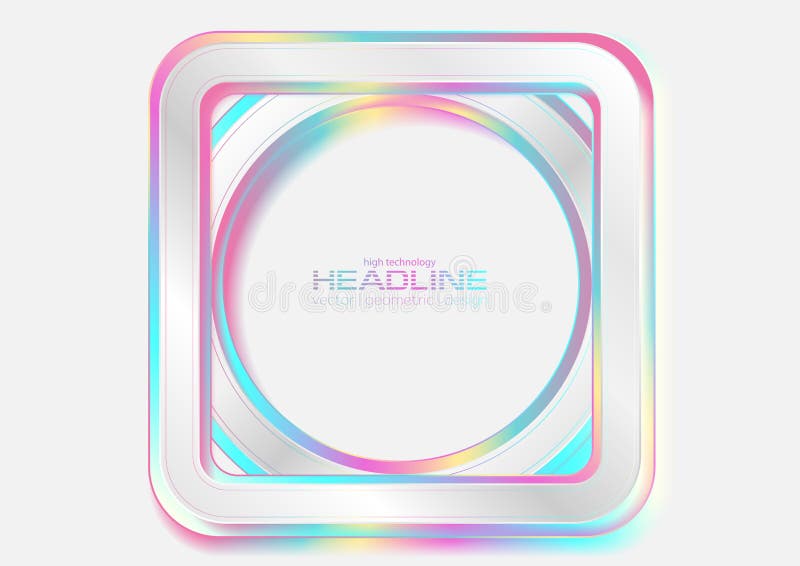 Holographic Circle Frame Geometric Abstract Tech Background Stock ...