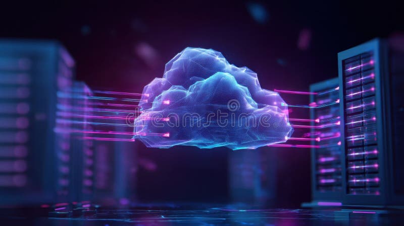 Holographic Cloud Computing with Data Flow between Servers, Futuristic Concept of 3D Technology ...