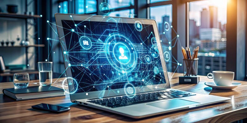 Holographic Coding Solutions Innovative Software Troubleshooting on a Futuristic Laptop Display ...