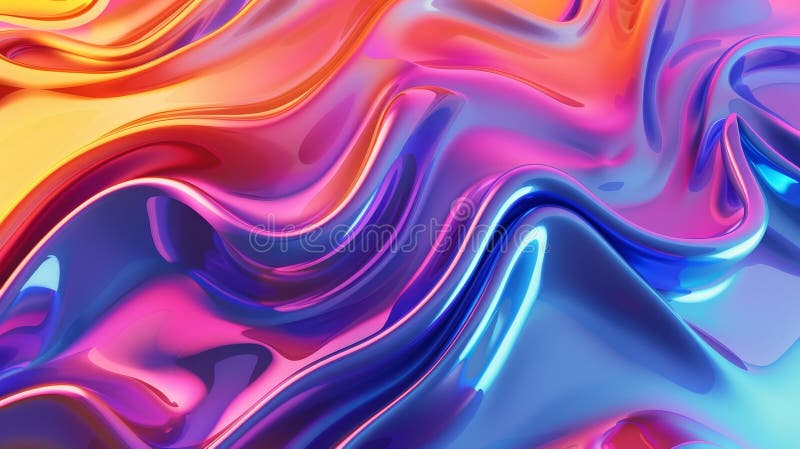 Holographic Color Abstract 3D Art Background. Curve Shape Stock Photo ...