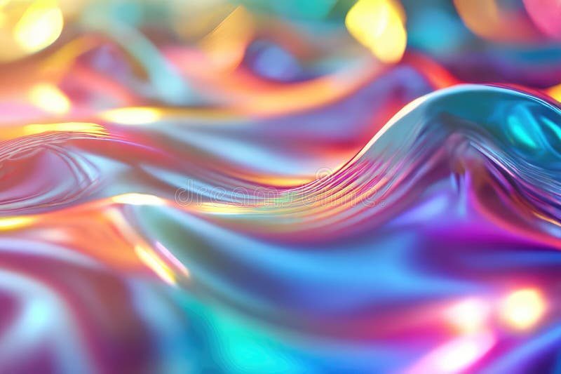 Holographic Colorful Gradient Abstract Background. Wavy Iridescent ...