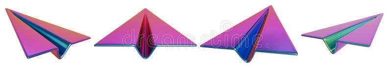 Holographic Colors Paper Plane. Iridescent Metallic Folded Plane. 3D ...