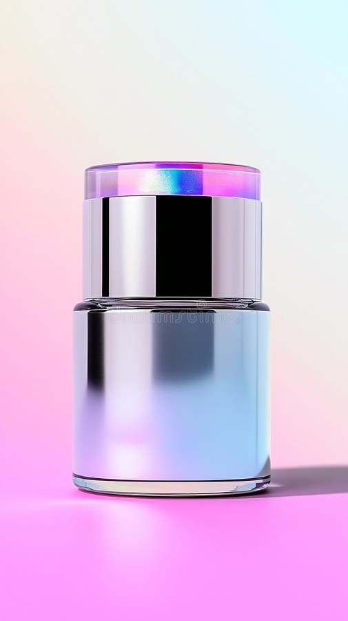 Holographic Cream Jar with Vibrant Light Effects Stock Illustration ...