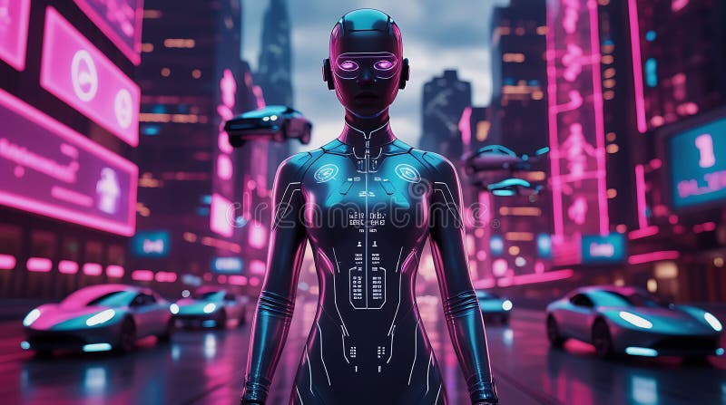The Holographic Cyber Girl of the Future Stock Illustration ...