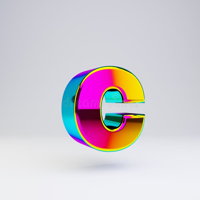 Holographic 3d Letter C Lowercase. Glossy Font with Multicolor ...