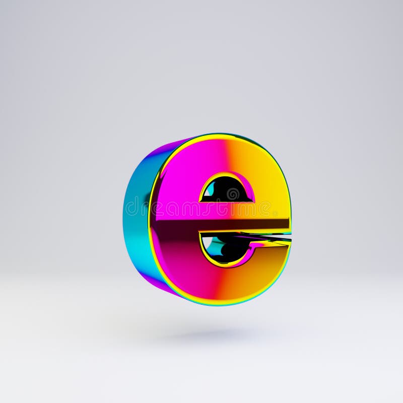 Holographic 3d Letter E Lowercase. Glossy Font with Multicolor ...