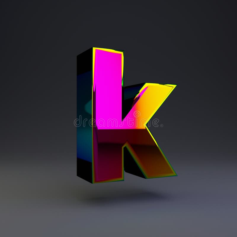 Holographic 3d Letter K Lowercase. Glossy Font with Multicolor ...
