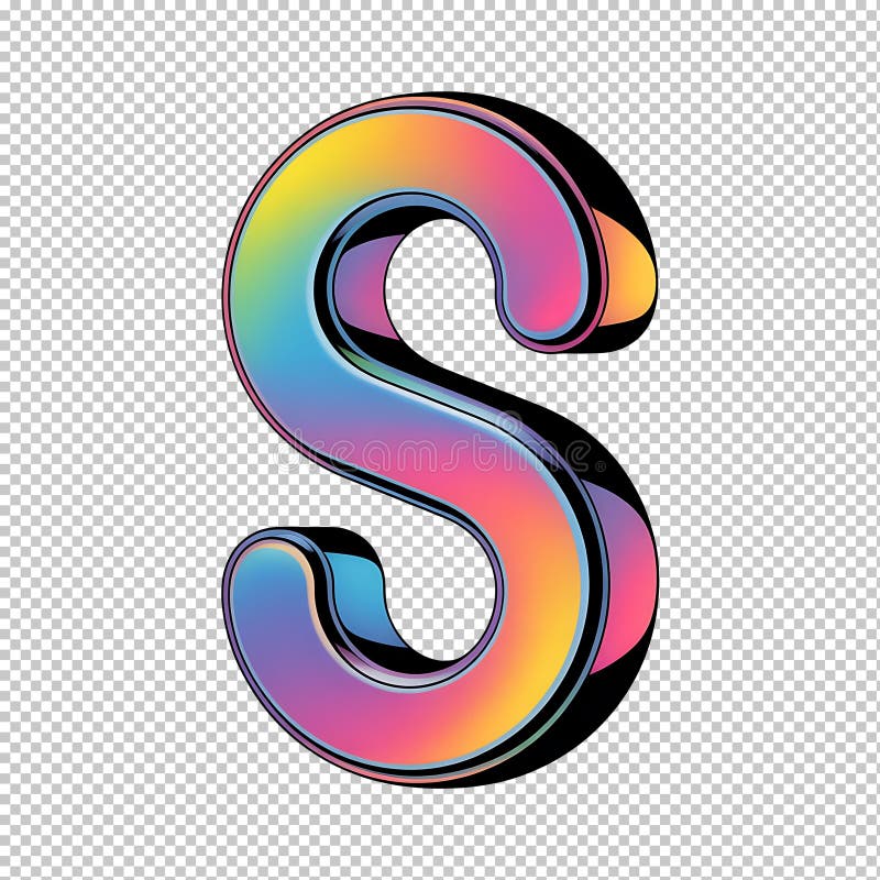 Holographic 3D Letter S on Transparent Background Stock Image ...