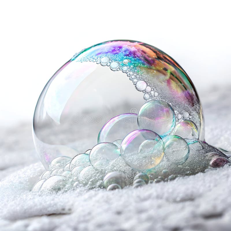 Holographic Liquid 3D Bubble Shape Isolated on White Background Stock ...