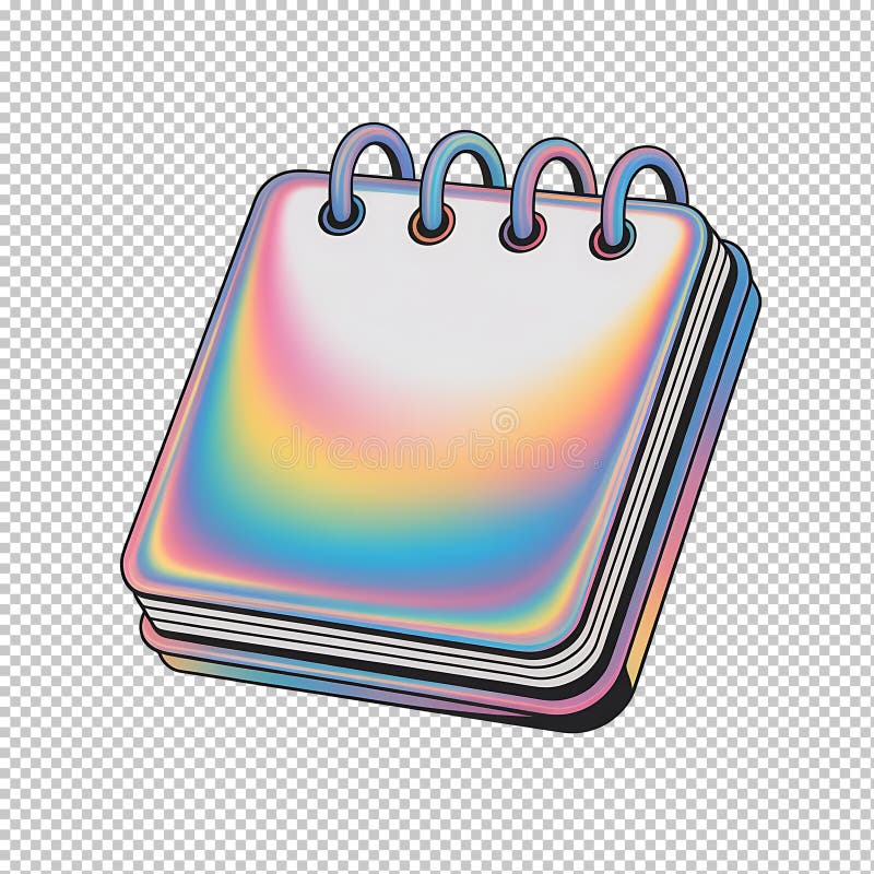 Holographic 3D Notepad on Transparent Background Stock Illustration ...