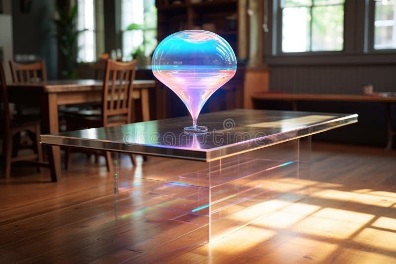 Holographic 3d Object Floating Above a Table Stock Illustration ...