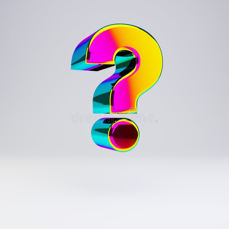 Multicolor 3d Question Symbol. Glossy Iridescent Sign on Tile ...