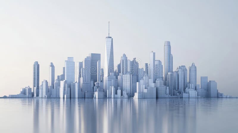 Holographic 3D Rendering of an Innovative City Skyline Concept Stock ...