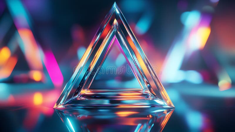 A Holographic 3D Triangle, with Sharp Edges Reflecting Different Shades ...