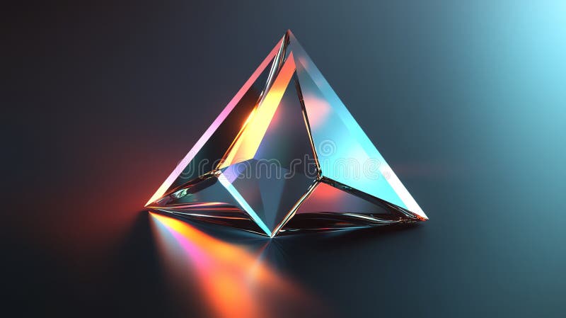 A Holographic 3D Triangle, with Sharp Edges Reflecting Different Shades ...