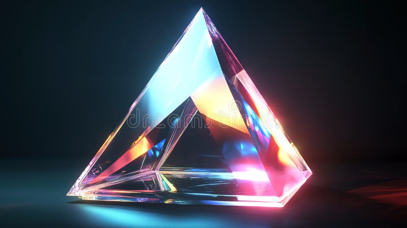 A Holographic 3D Triangle, with Sharp Edges Reflecting Different Shades ...
