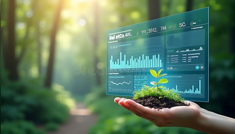 A Holographic Dashboard Showing Environmental Data Being Processed by ...