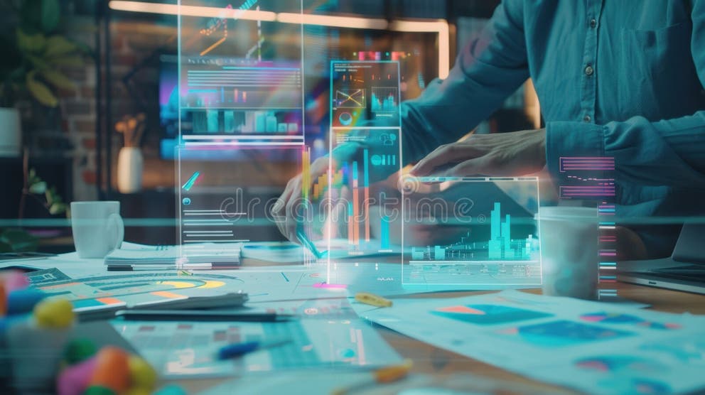 The Holographic Data Analysis. AI Generated Stock Image - Image of ...