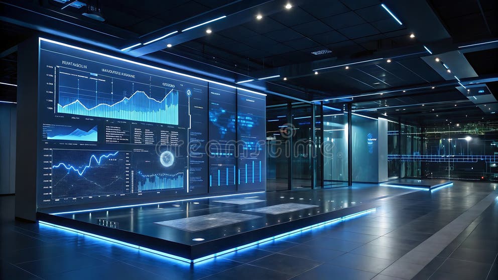 Holographic Data Interface with Futuristic Floating Charts Display ...